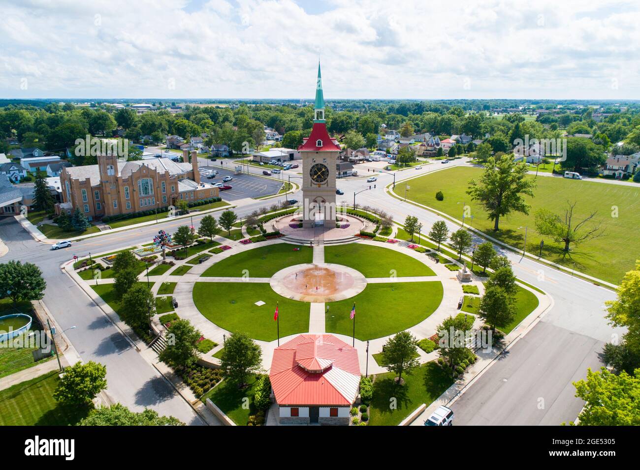 The Muensterberg Plaza and Clock Tower in Berne Indiana Stock Photo - Alamy
