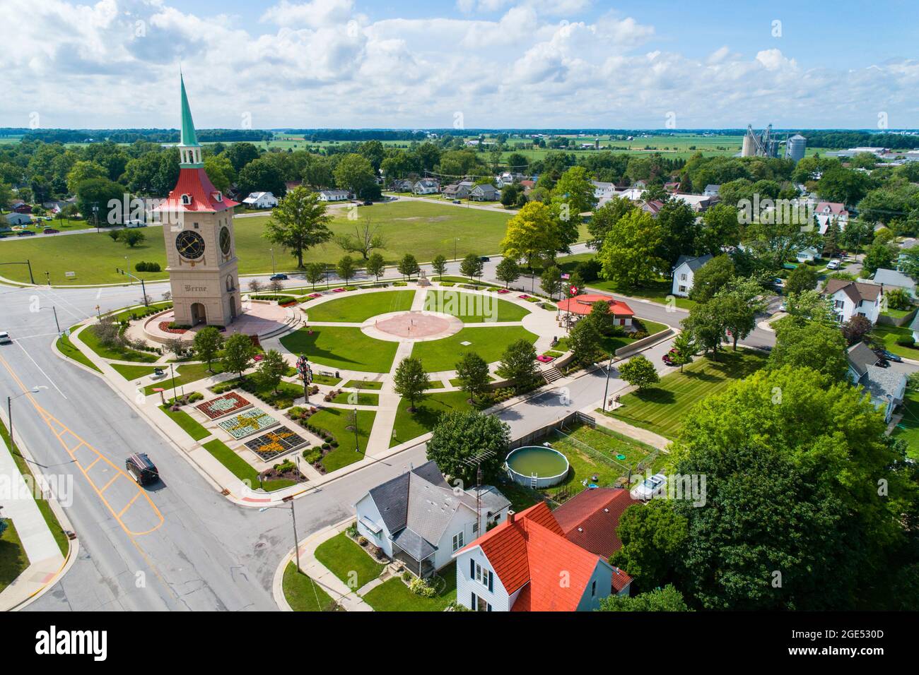 The Muensterberg Plaza and Clock Tower in Berne Indiana Stock Photo - Alamy