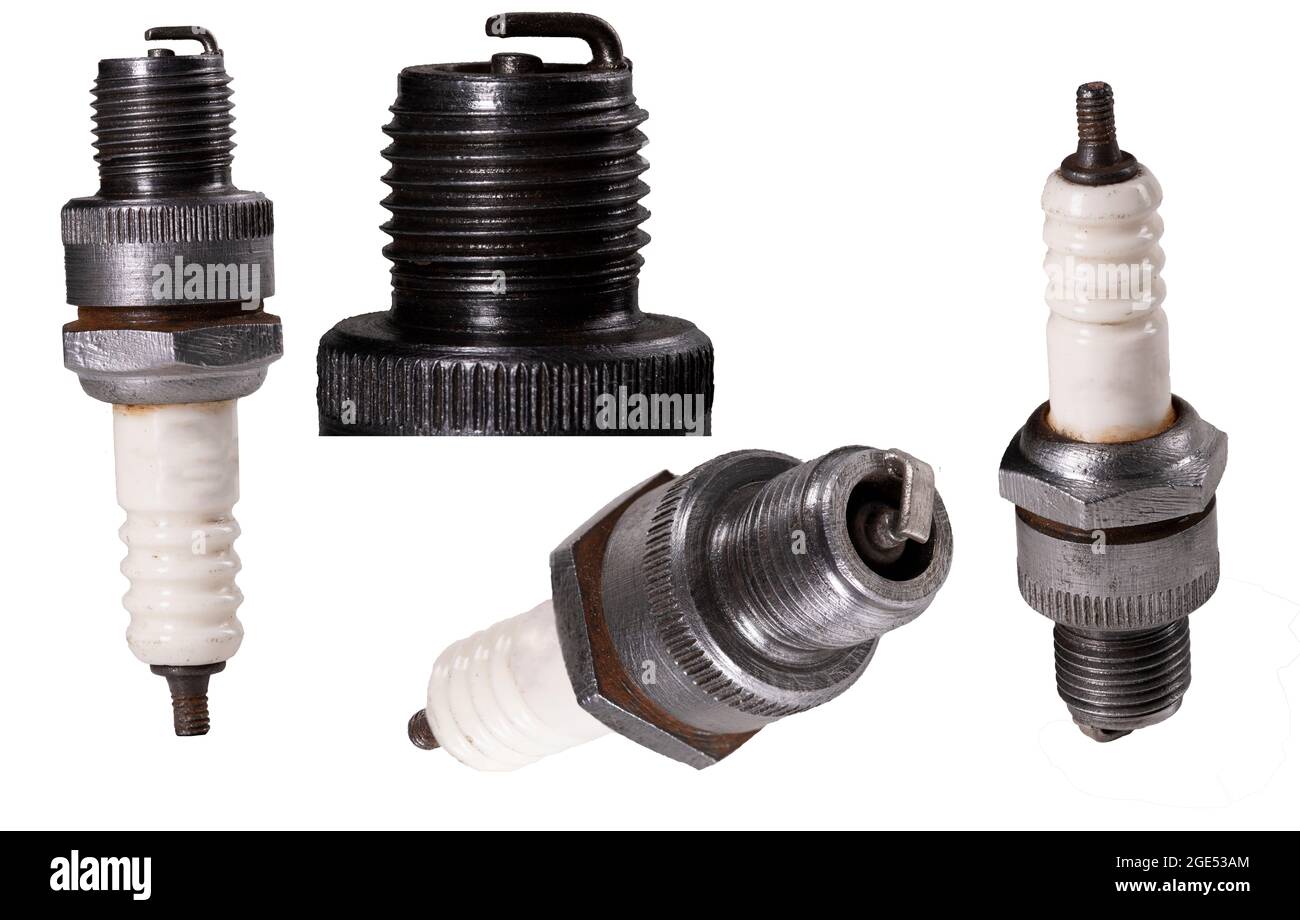 Old passenger car spark plug. Spare parts for internal combustion ...