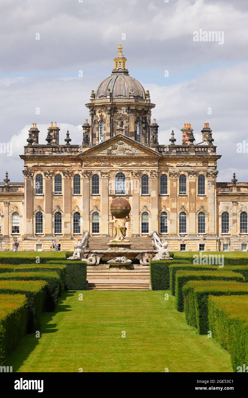 Castle Howard & Atlas Fountain in North Yorkshire and view from the ...