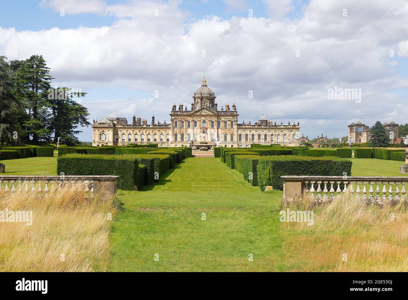 Castle Howard & Atlas Fountain in North Yorkshire and view from the ...