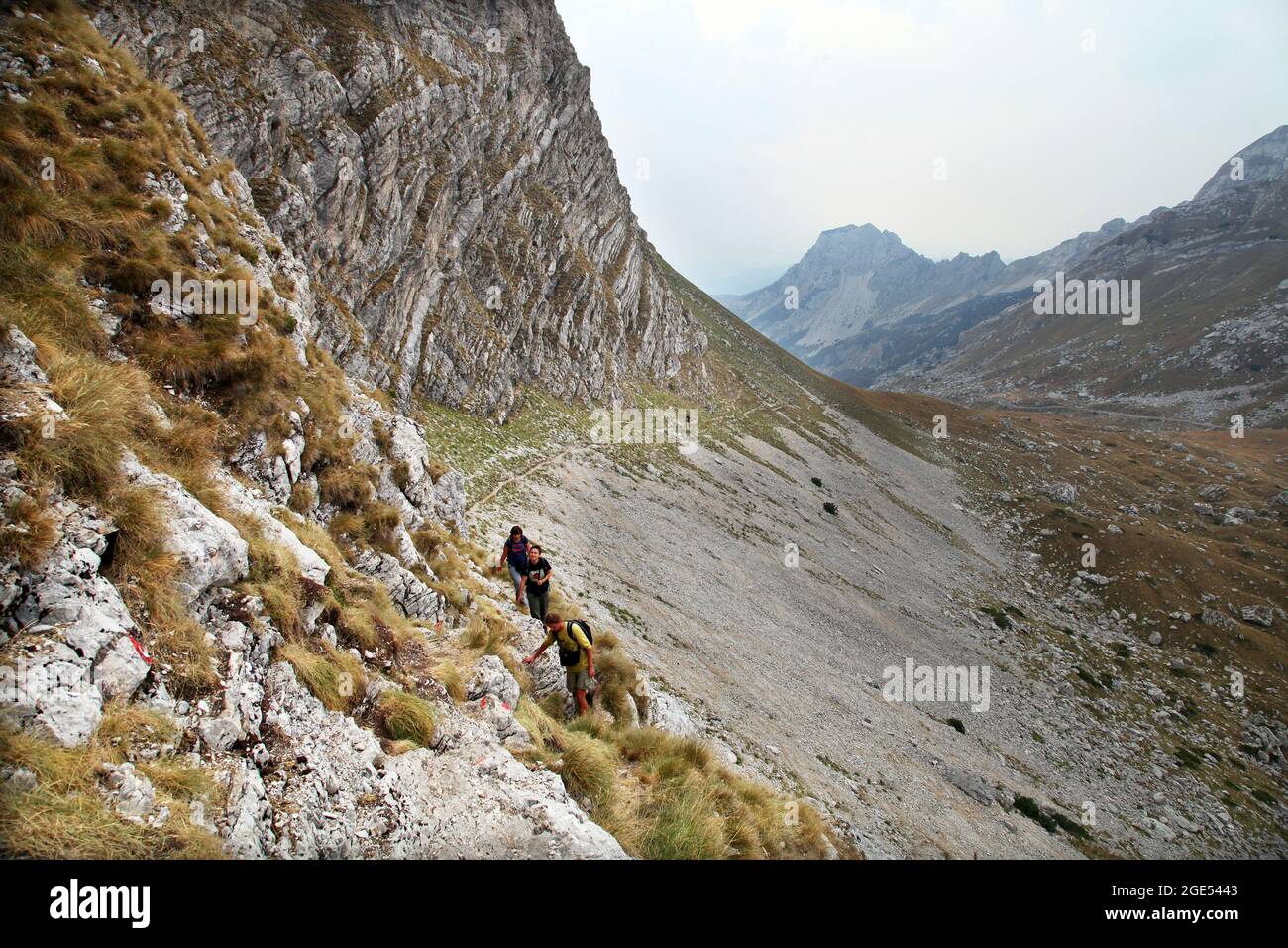 DINARIC ALPS, MONTENEGRO - SEPTEMBER 5: Mountaineers climbing at Mount ...