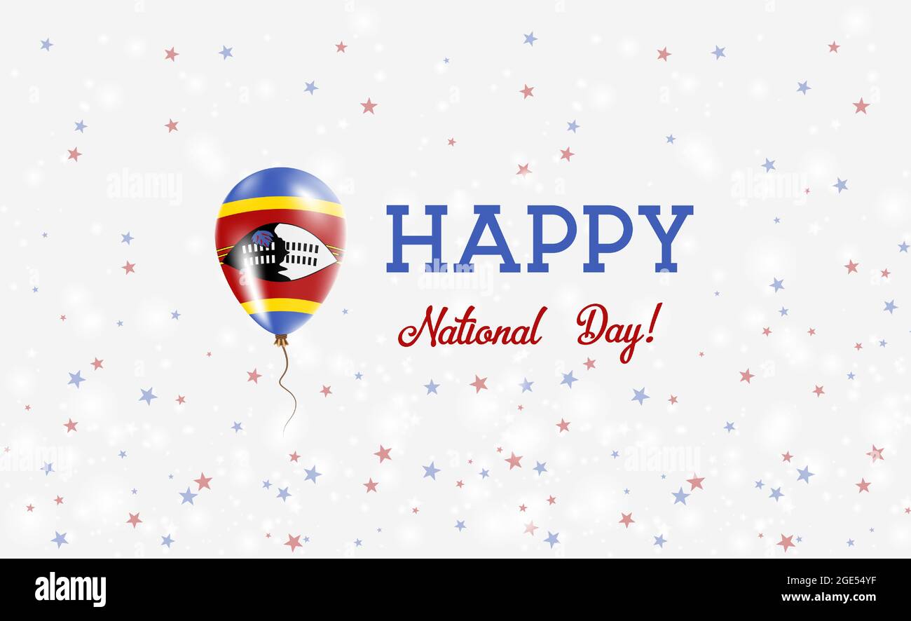 Swaziland National Day patriotic poster. Flying Rubber Balloon in ...