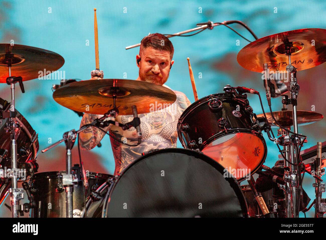 Andy Hurley of Fall Out Boy during the Hella Mega tour at Wrigley Field ...
