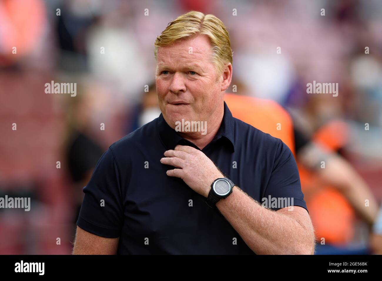 BARCELONA - AUG 15: The coach Ronald Koeman at the La Liga match ...