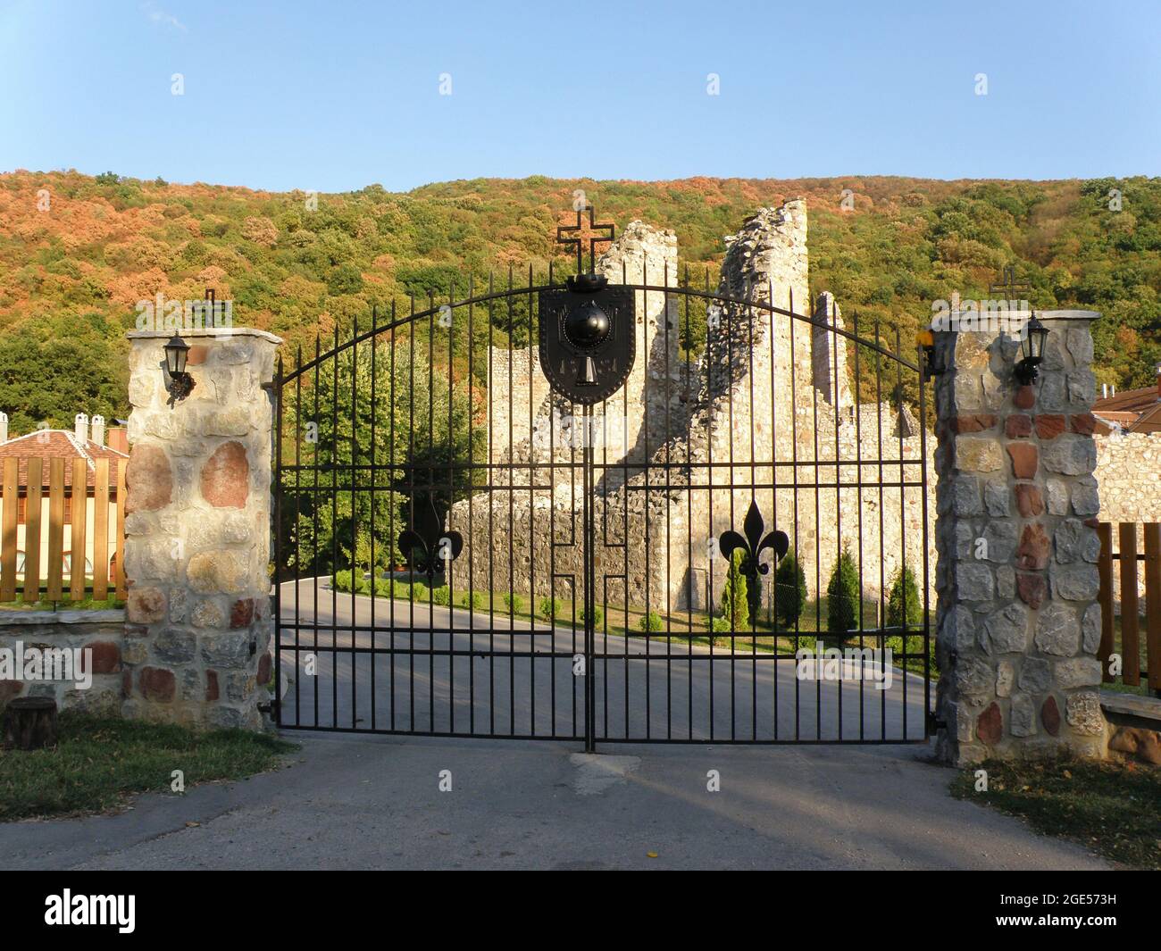 Christian Gate with Cross Stock Photo - Alamy