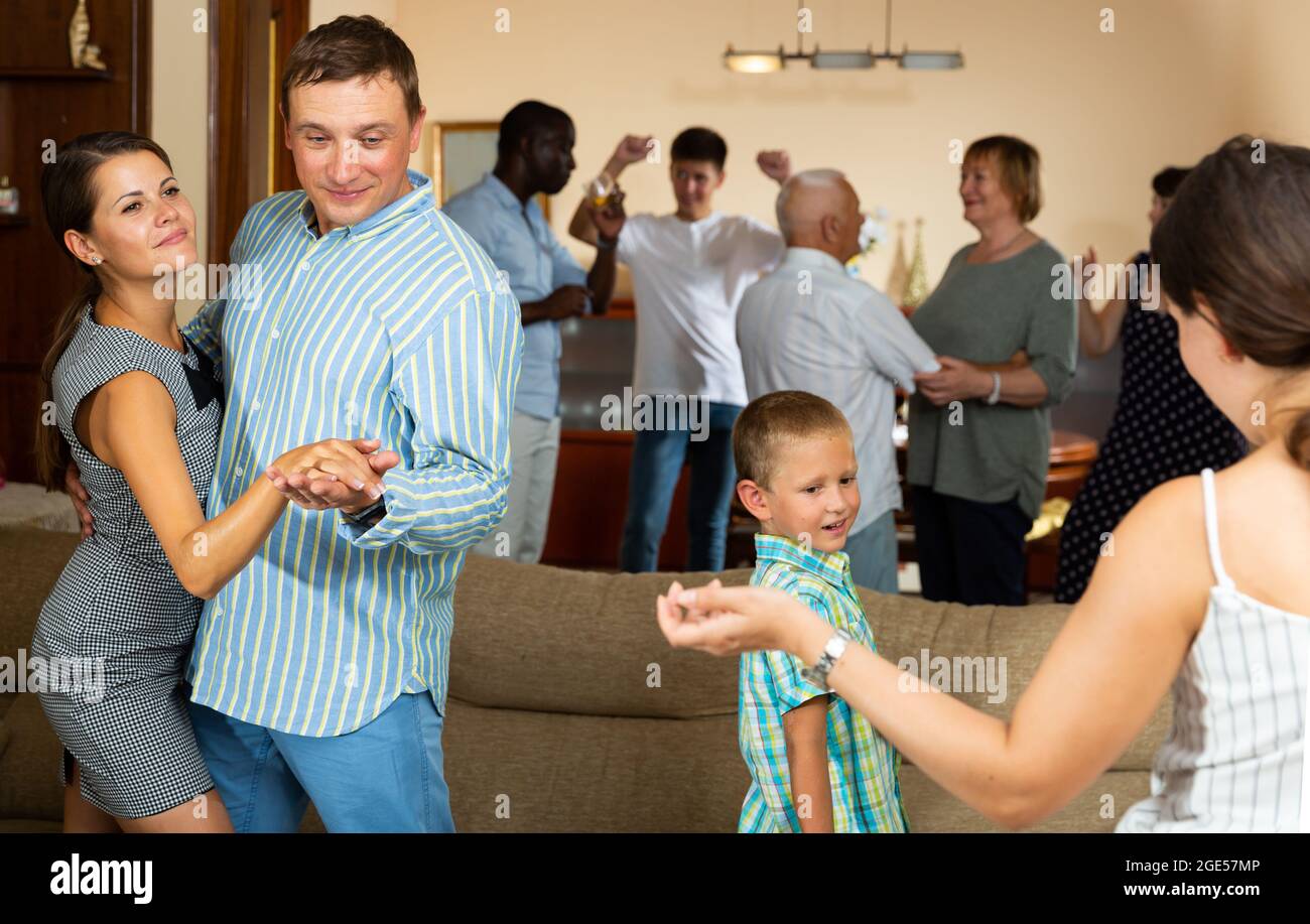 Large family dancing Stock Photo - Alamy