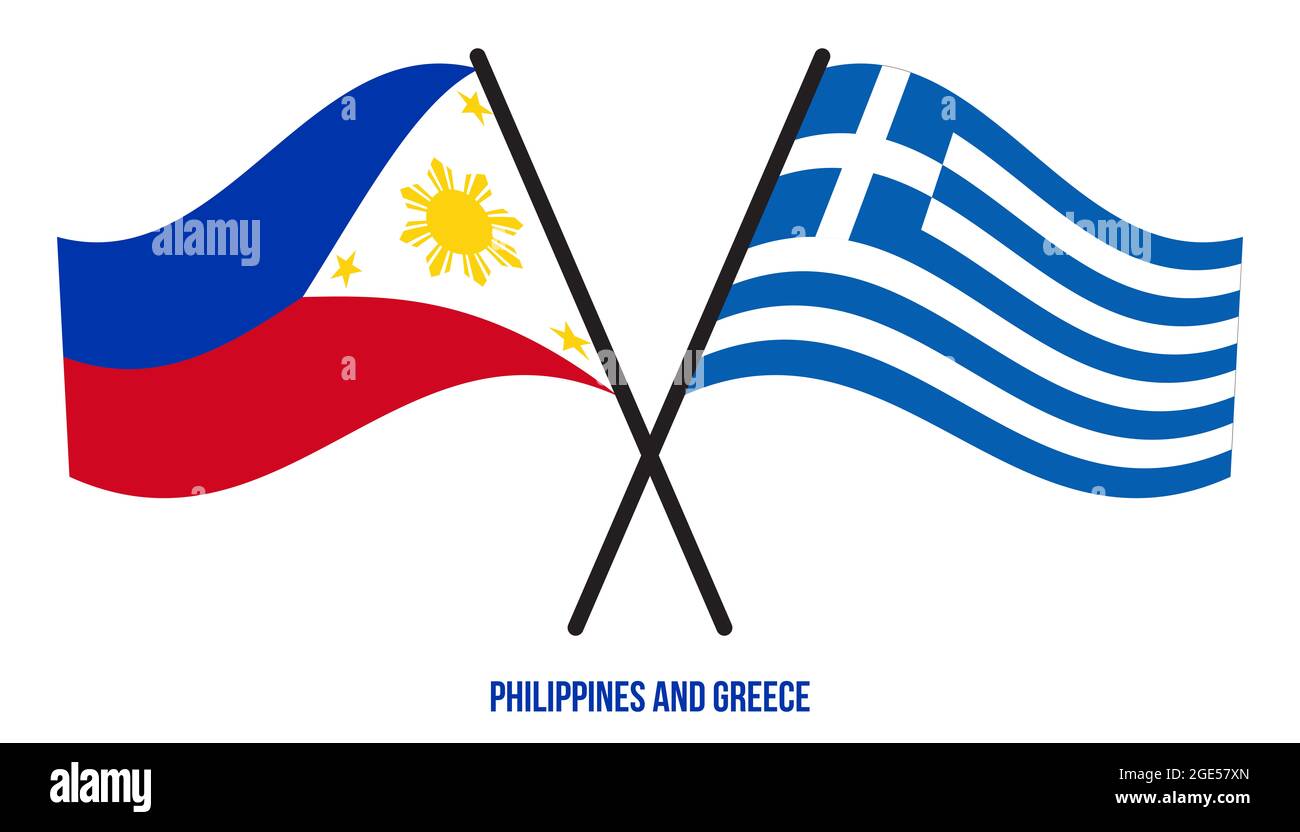 Philippines and Greece Flags Crossed And Waving Flat Style. Official ...