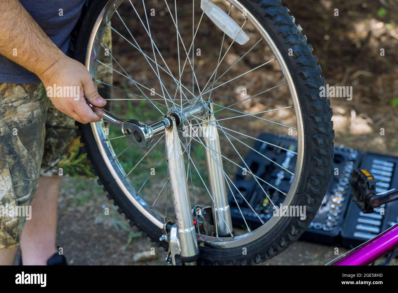 Bike repair process hi-res stock photography and images - Alamy