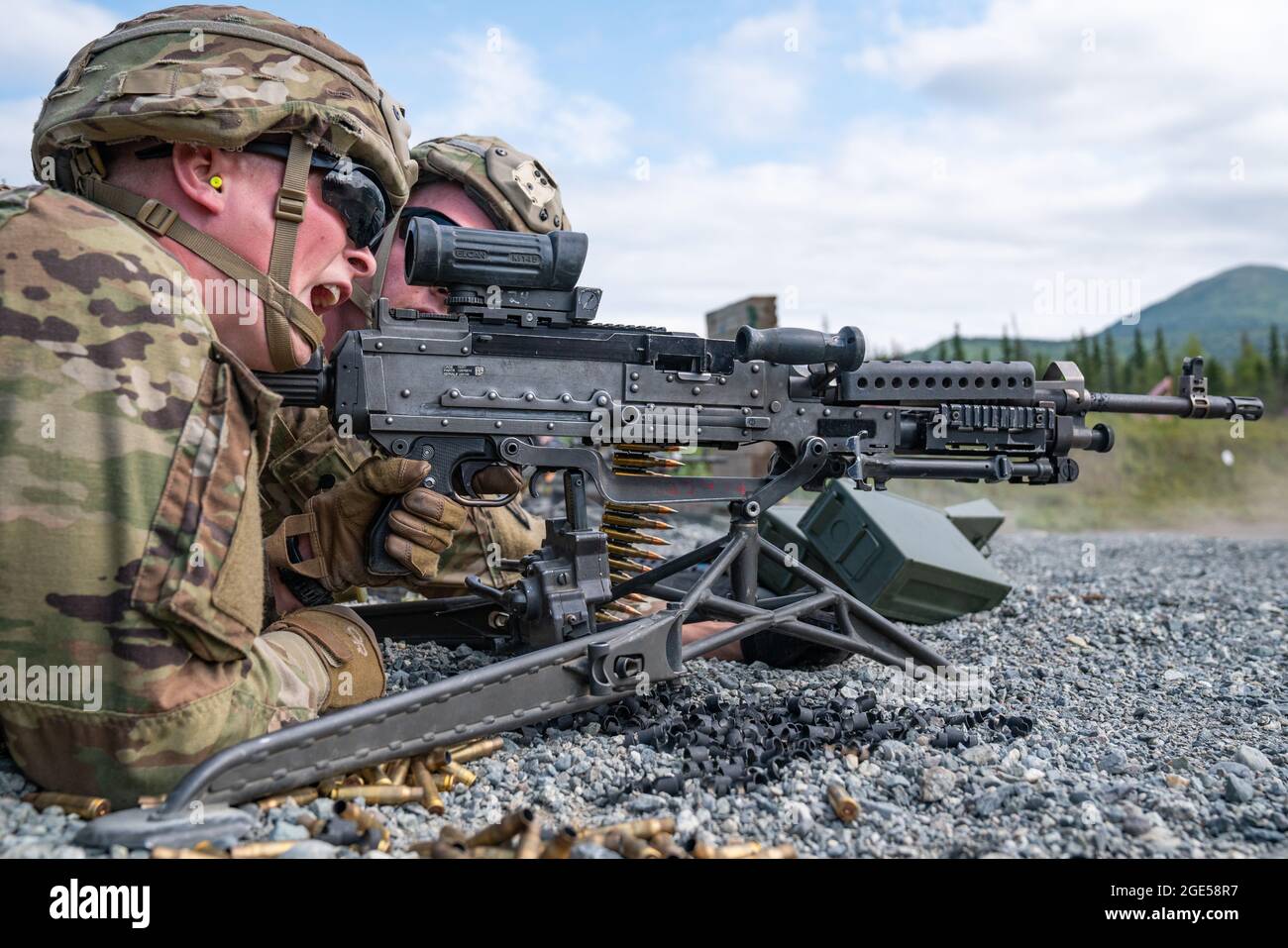 U.S. Army Pvt. Charles Becker and Spc. Trevor Tate, combat engineers ...