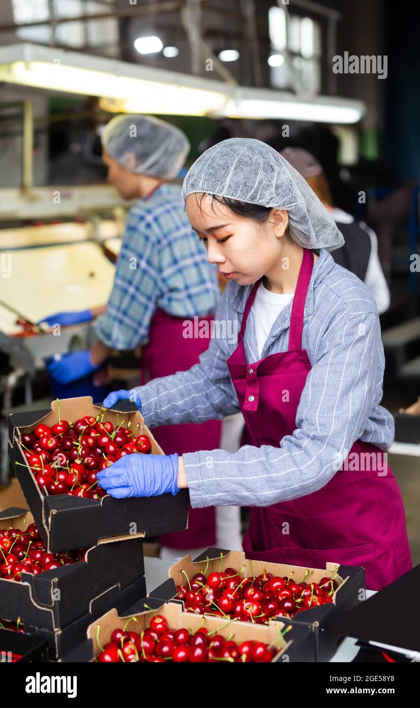 Girl is working in a warehouse Stock Photo - Alamy