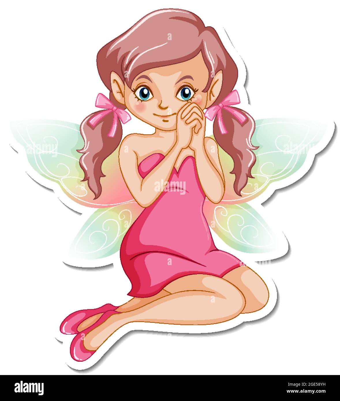 Beautiful fairy cartoon character sticker illustration Stock Vector ...