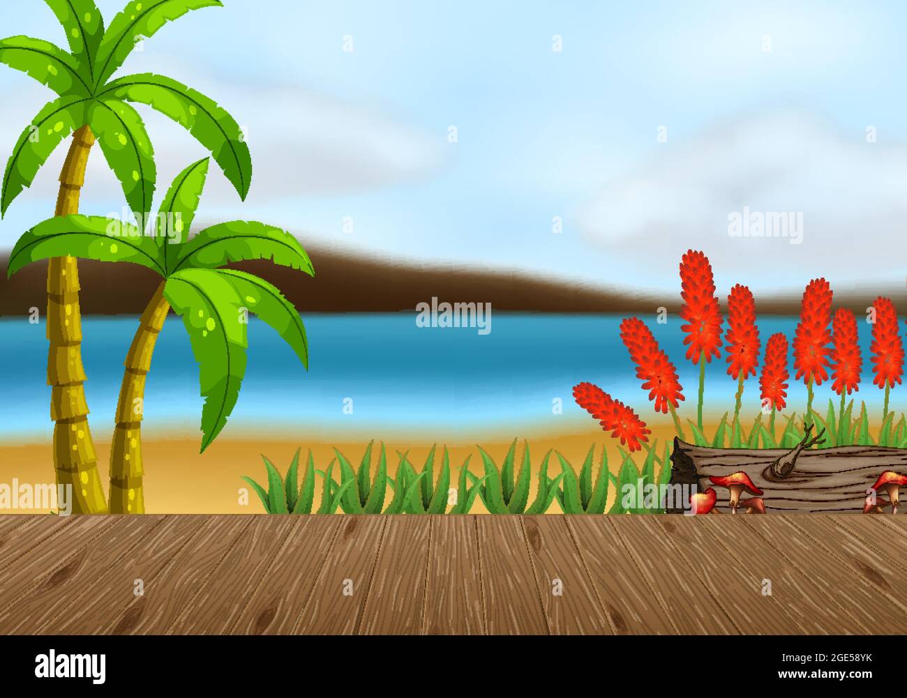 Empty nature landscape scene with blur sky background illustration ...