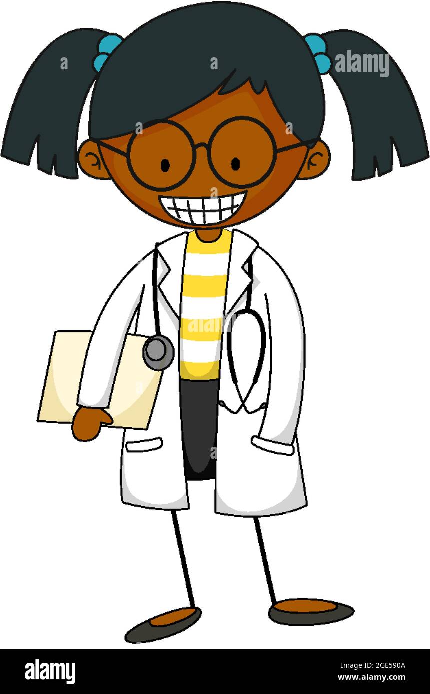 Little scientist doodle cartoon character isolated illustration Stock ...