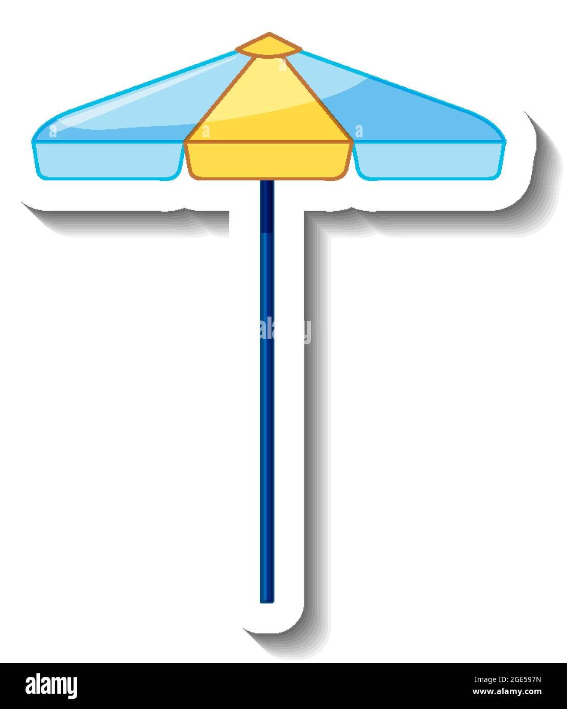 Sticker template with summer beach umbrella isolated illustration Stock ...