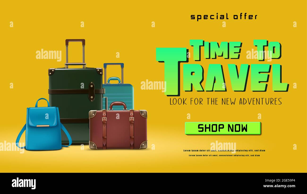 travel banner. Summer trip time to travel concept background with ...