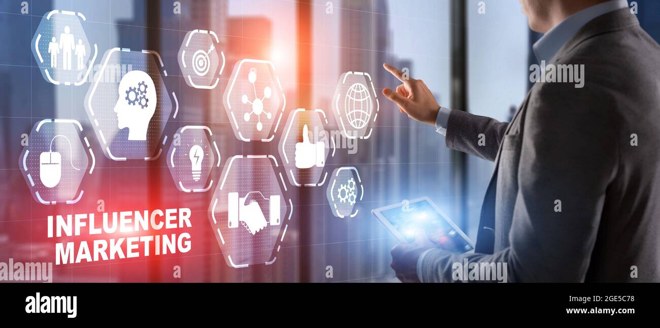 Influencer marketing Concept. Social Media Trust Traffic Promotion ...