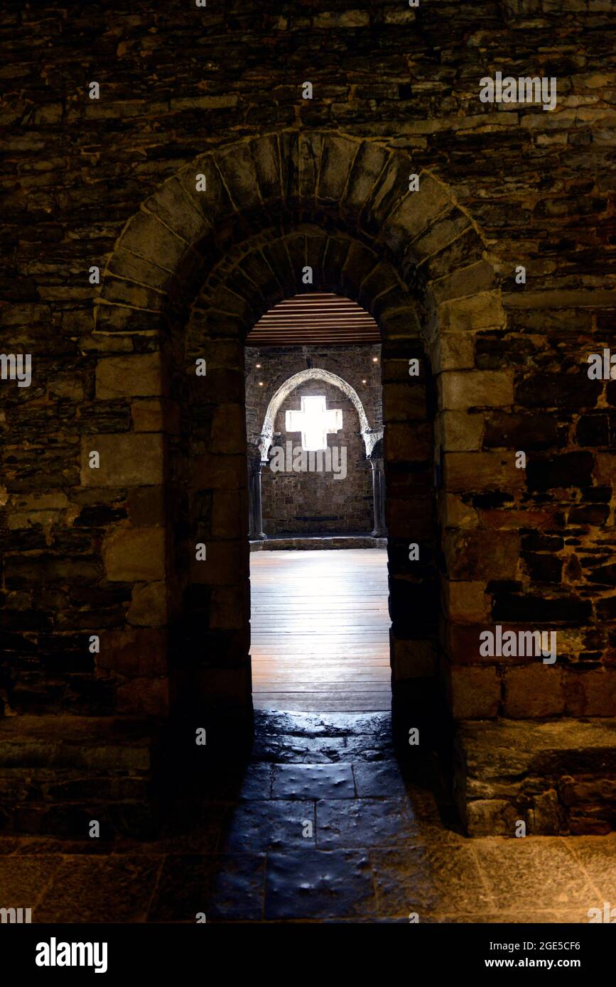 Interior corridors and rooms in the Gravensteen castle in Ghent ...