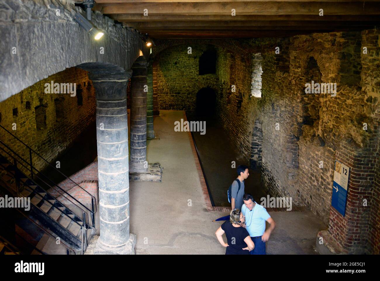 Interior corridors and rooms in the Gravensteen castle in Ghent ...