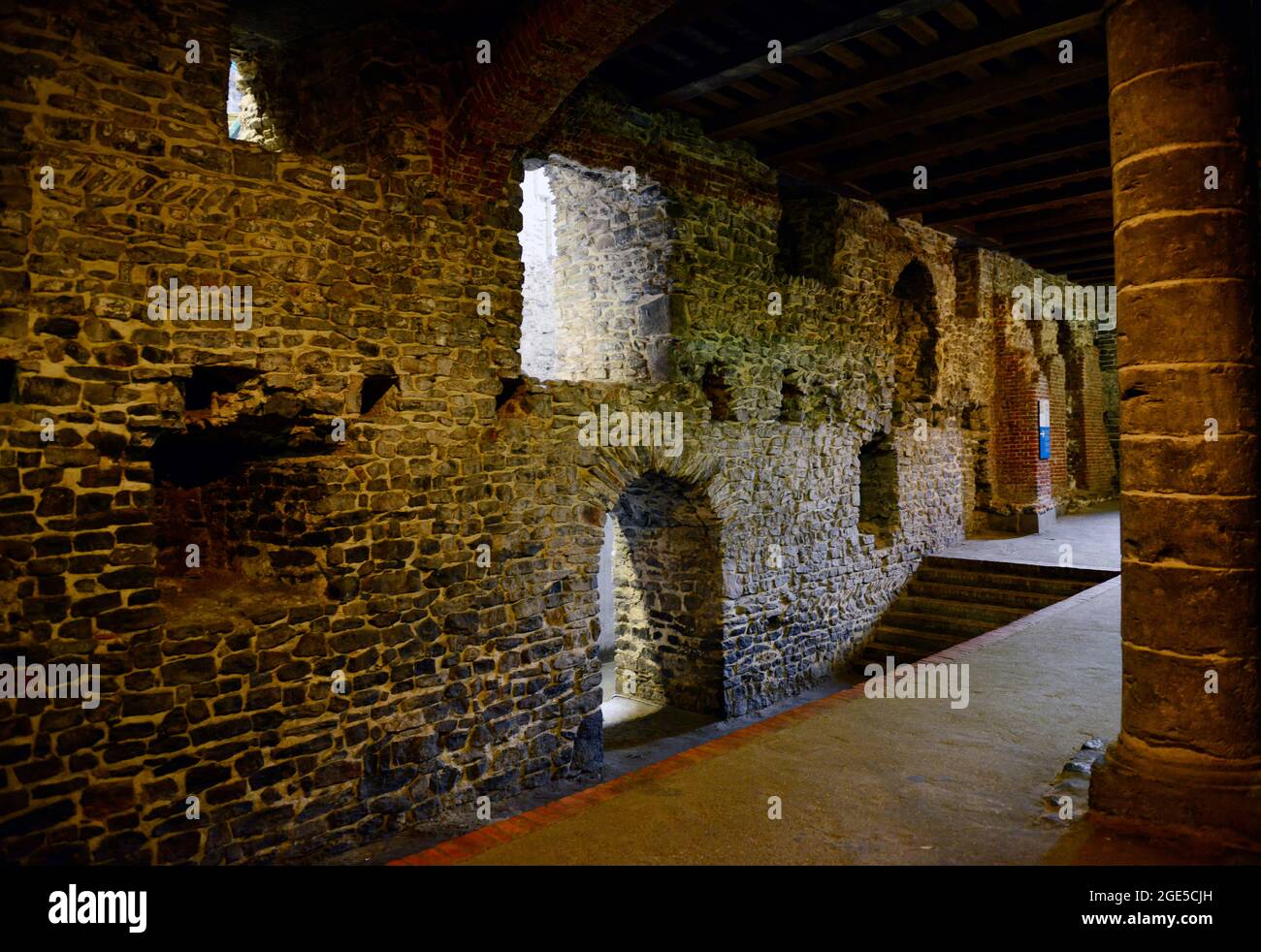 Interior corridors and rooms in the Gravensteen castle in Ghent ...