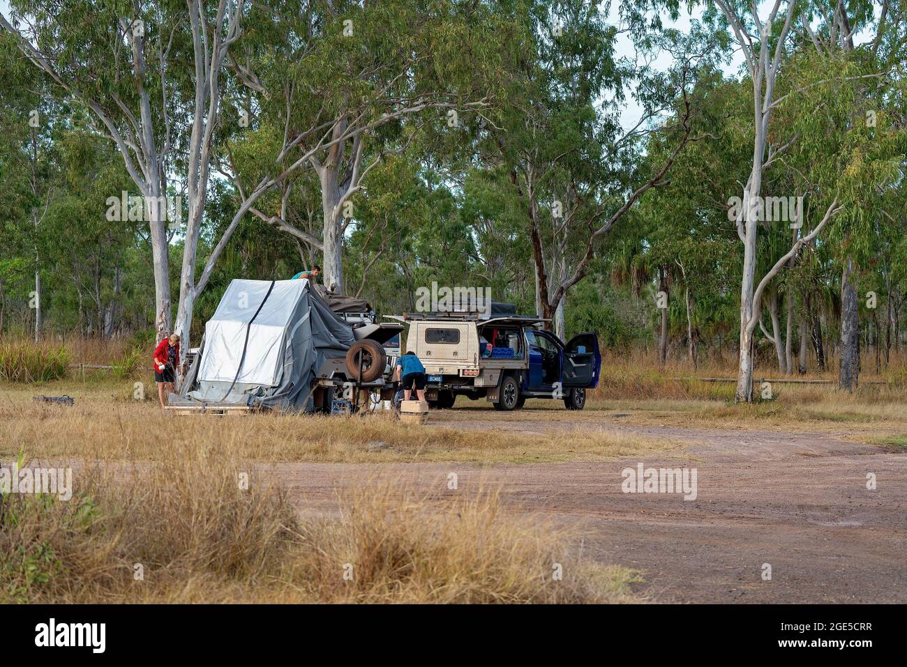 Koumala, Queensland, Australia - August 2021: Campers parked up in the ...