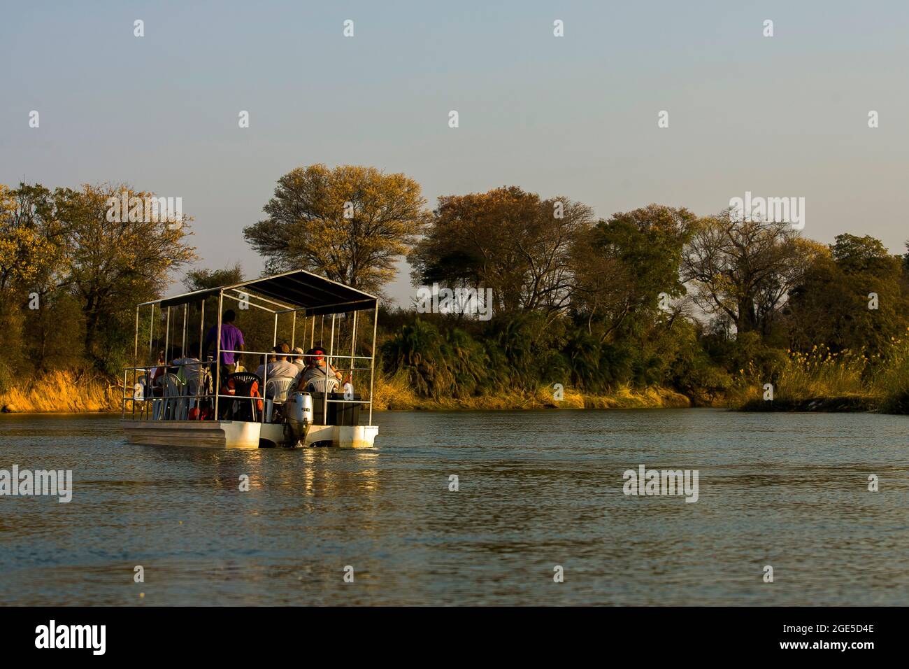 Boat safari on the Okavango river, Caprivi Strip, Namibia Stock Photo ...