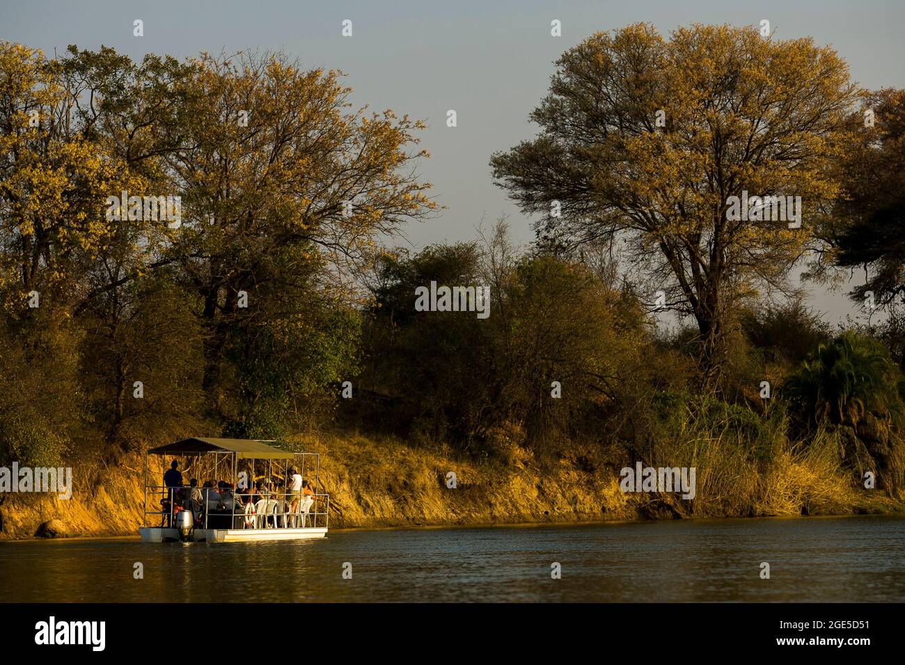 Boat safari on the Okavango river, Caprivi Strip, Namibia Stock Photo ...