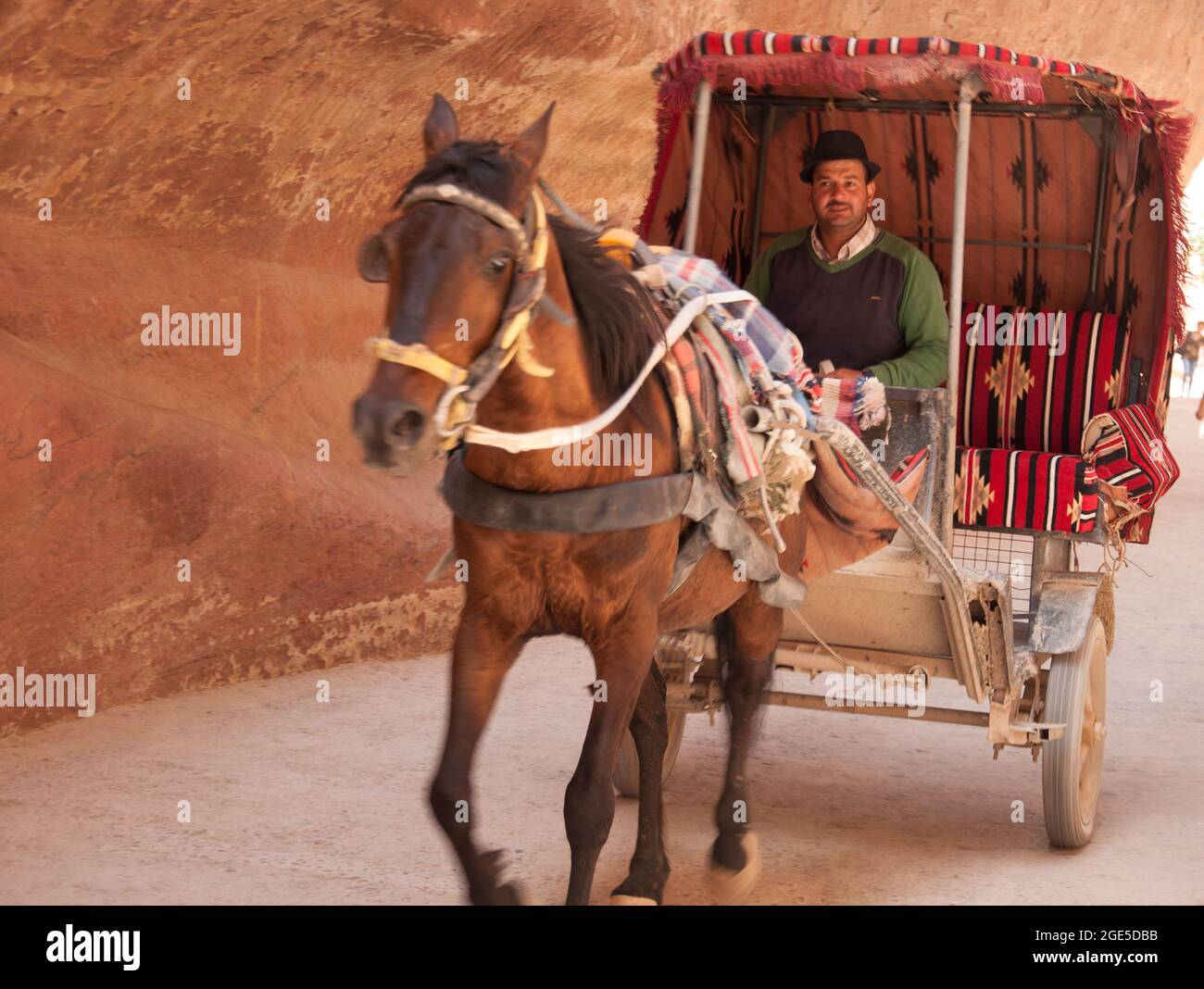 Carriage in The Siq, Petra, Jordan, Middle East. The Siq is a natural ...