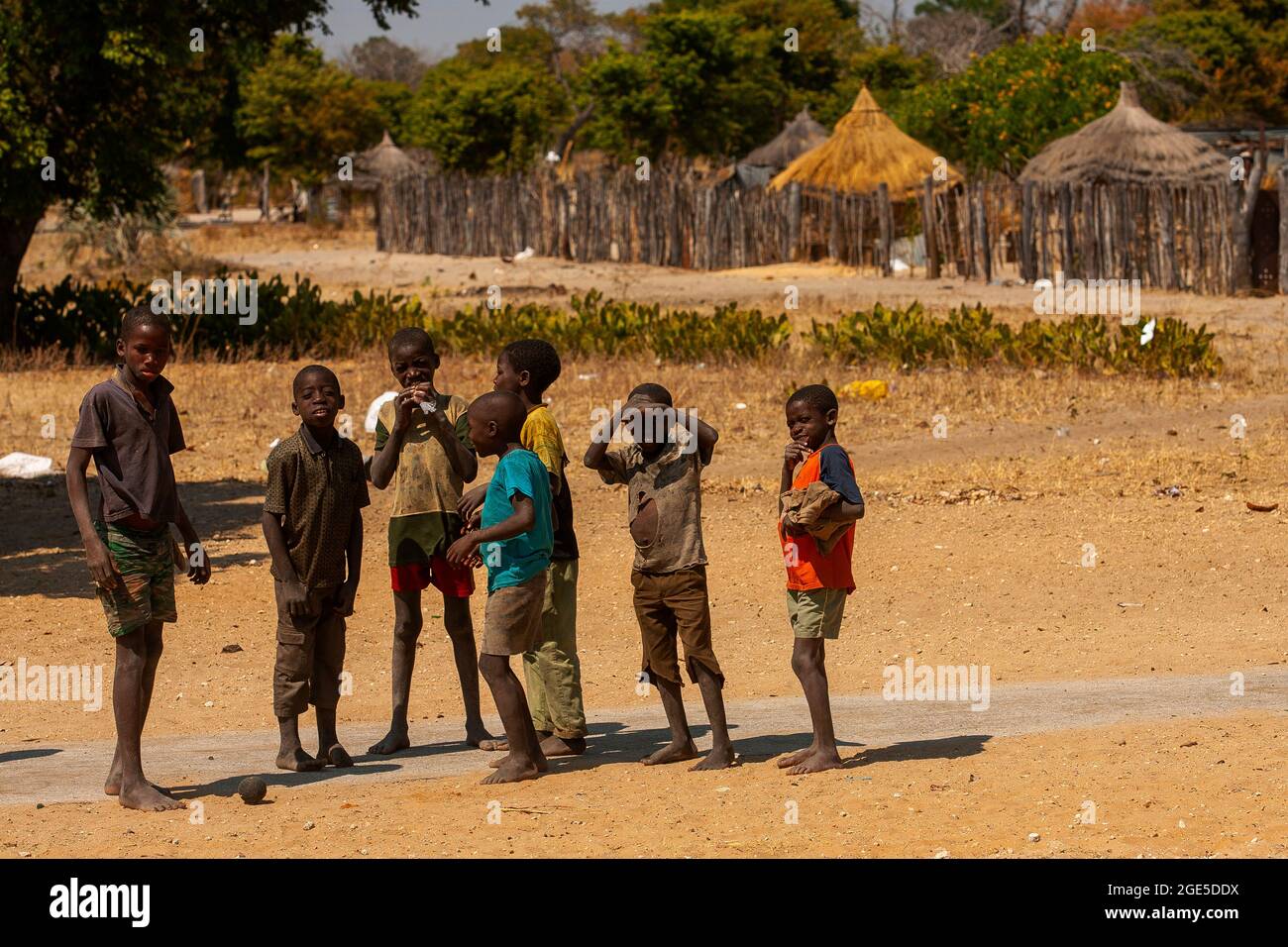 African boys on a small village on the Caprivi Strip, Namibia Stock ...
