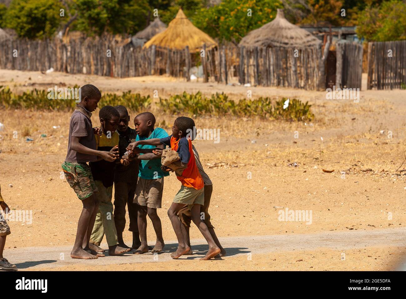 African boys on a small village on the Caprivi Strip, Namibia Stock ...