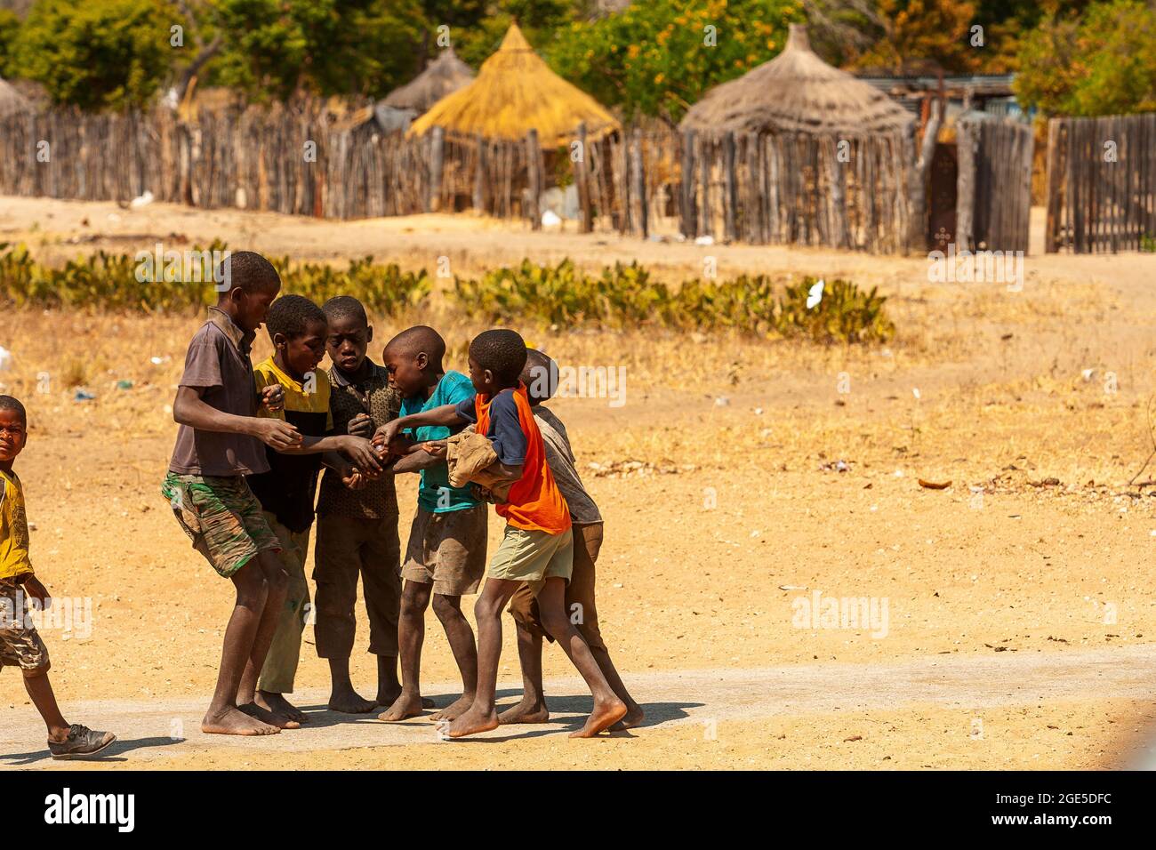 African boys on a small village on the Caprivi Strip, Namibia Stock ...