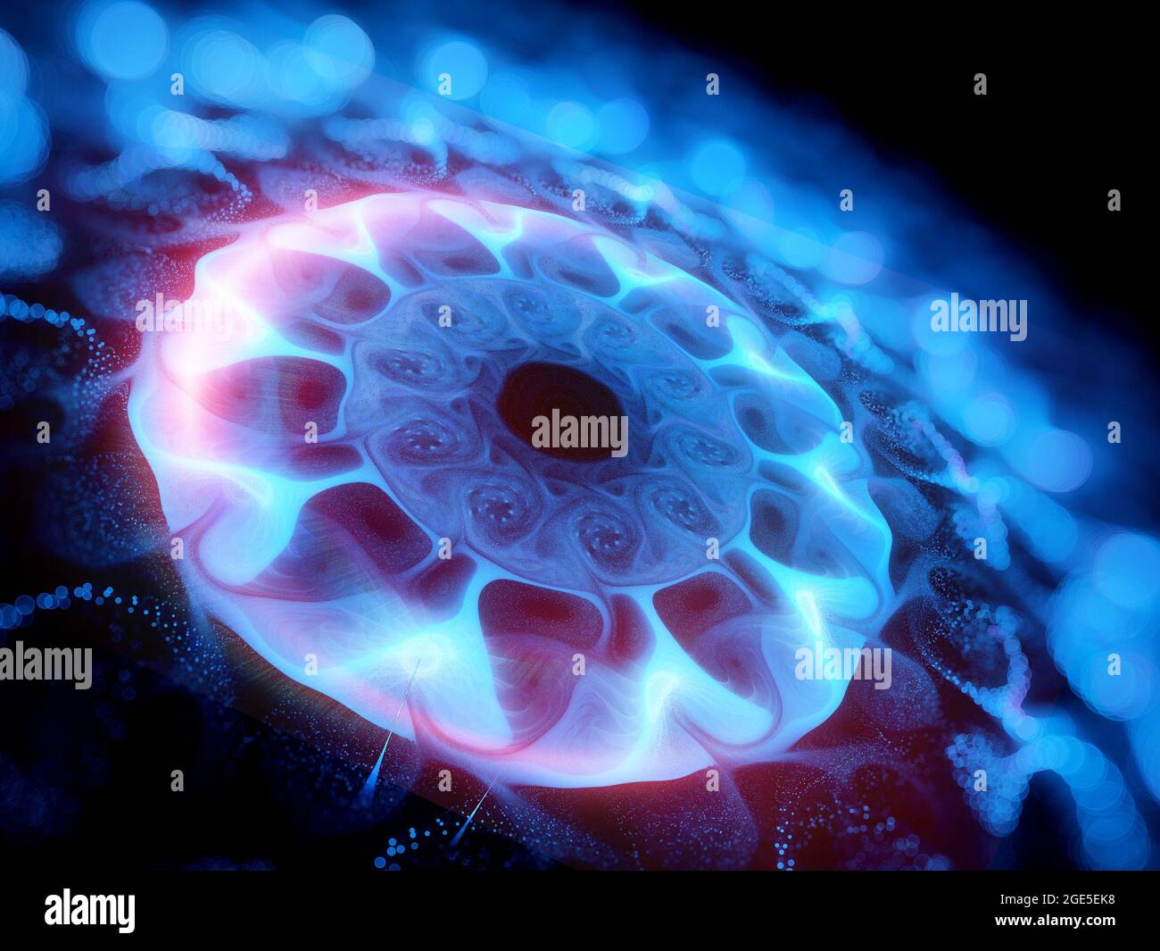 Colorful futuristic glowing quantum processor, computer generated abstract background, depth of ...