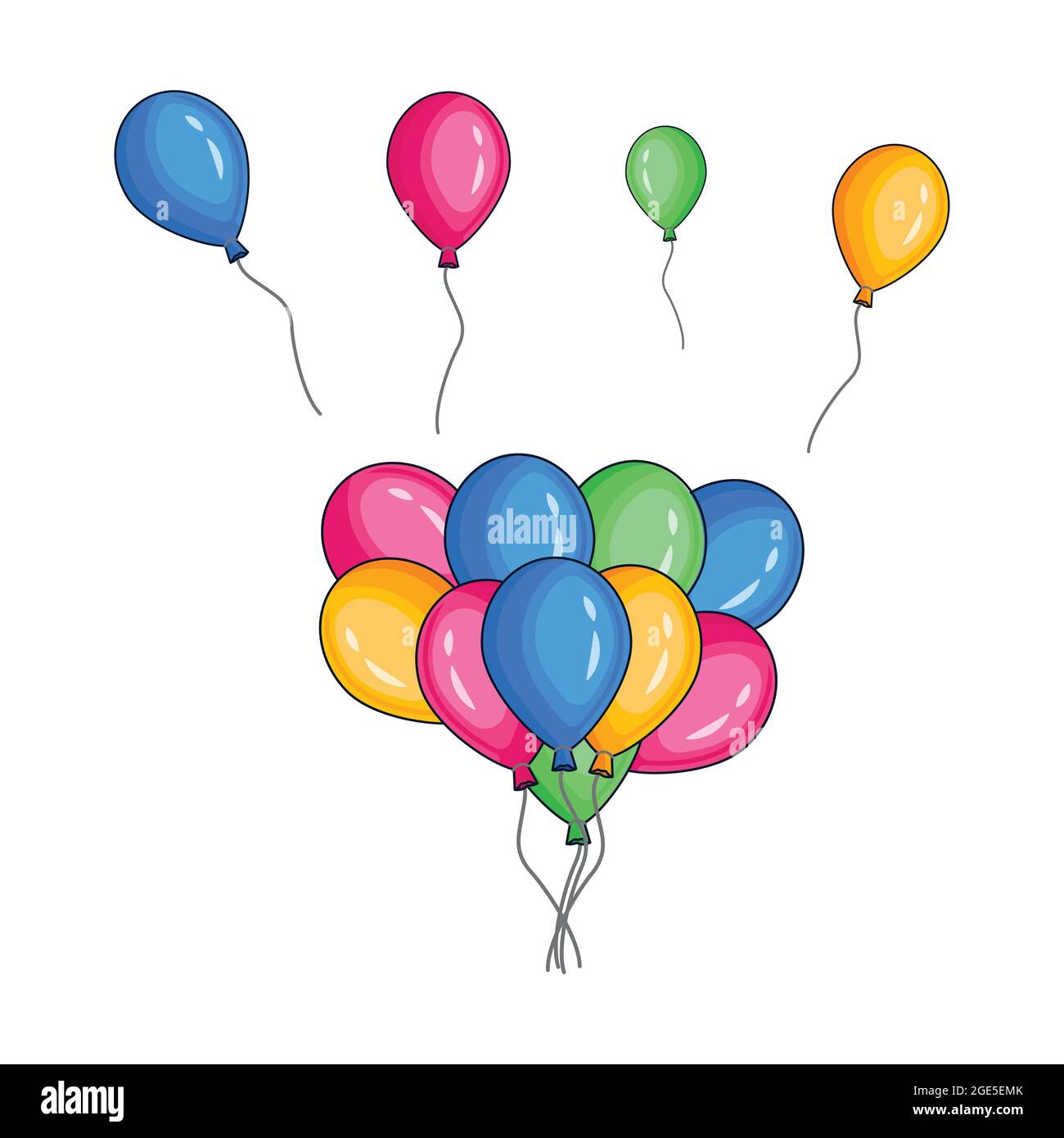 Bunch Of Helium Balloons Flying Balloons Colorful Balloons Isolated
