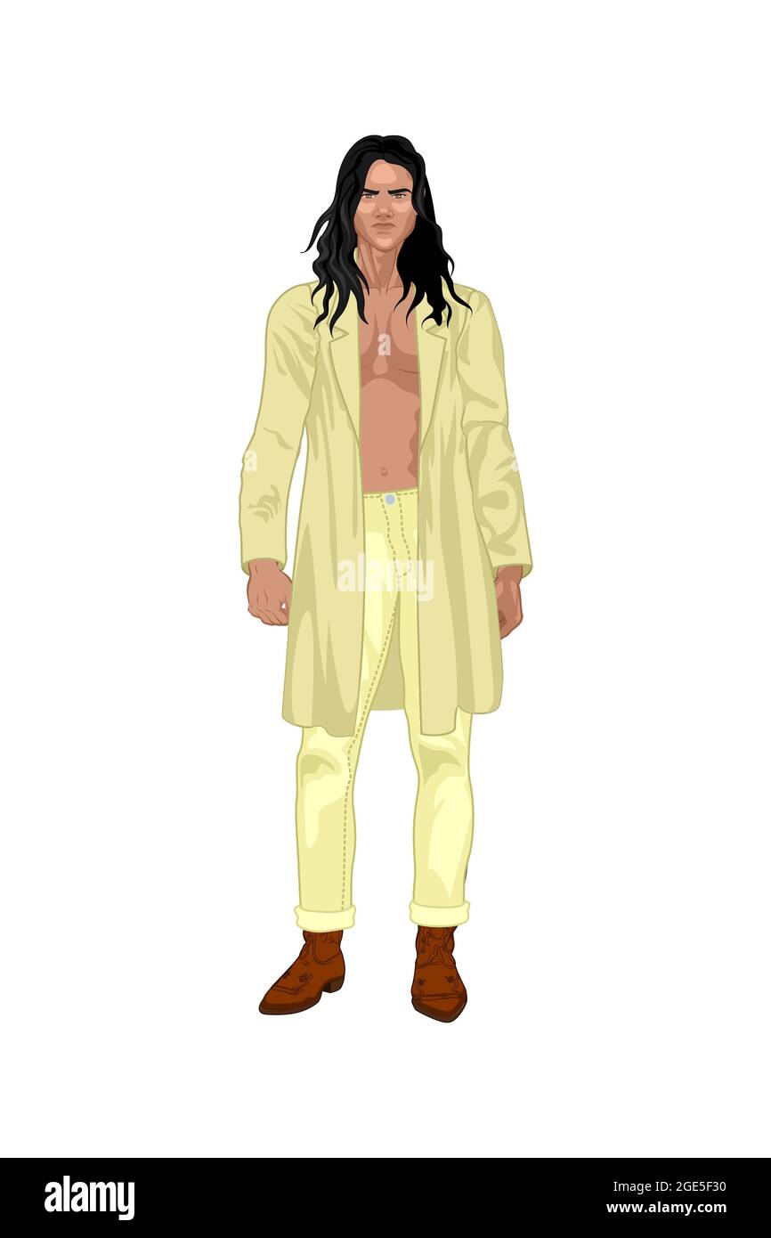 2d illustration of an elegant man - Portrait of a fashionably dressed ...