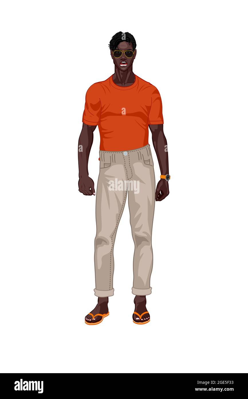 2d illustration of an elegant man - Portrait of a fashionably dressed ...