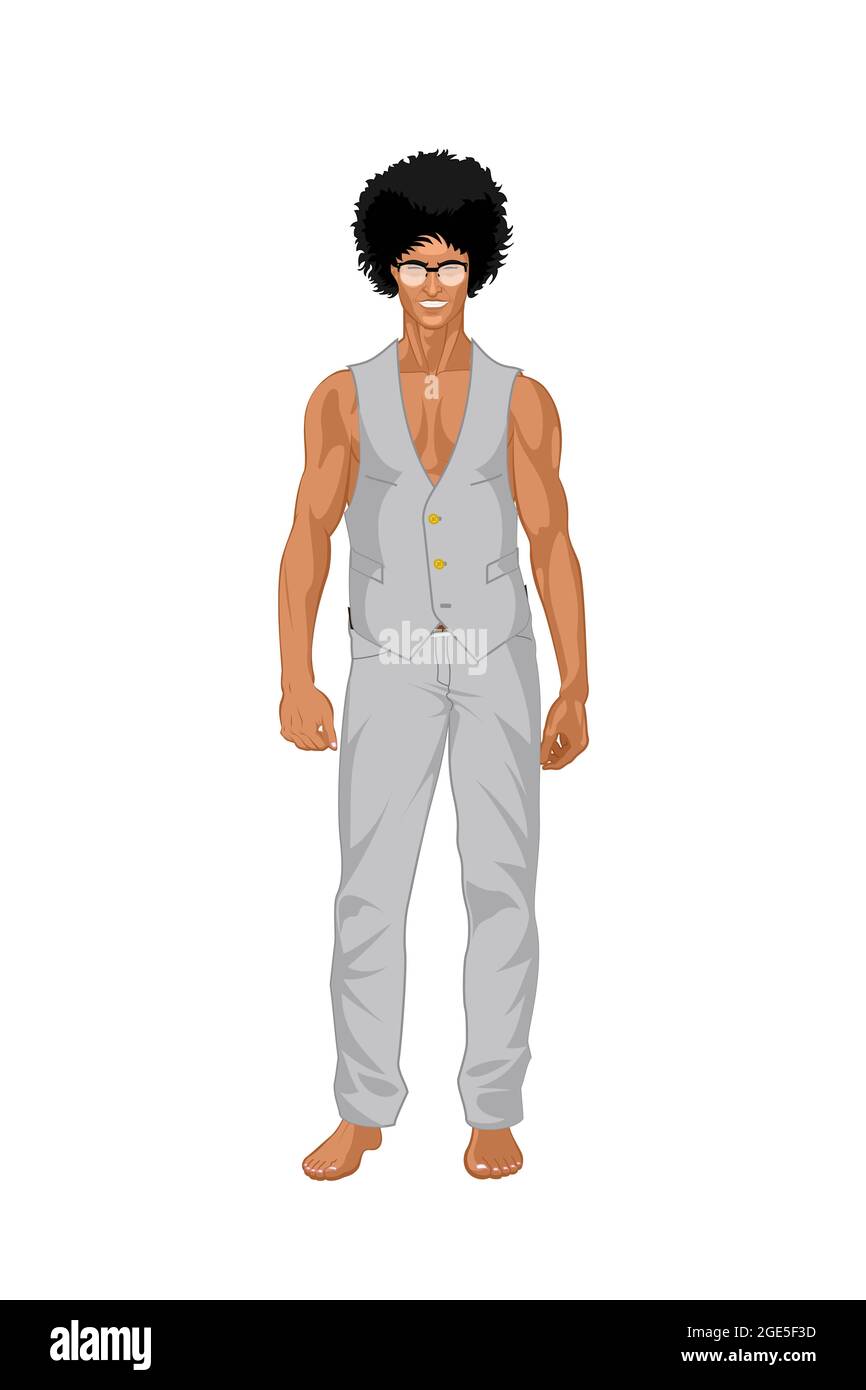 2d illustration of an elegant man - Portrait of a fashionably dressed ...