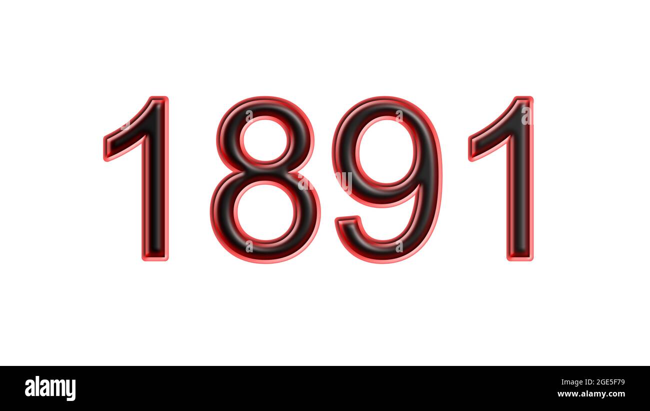red 1891 number 3d effect white background Stock Photo - Alamy