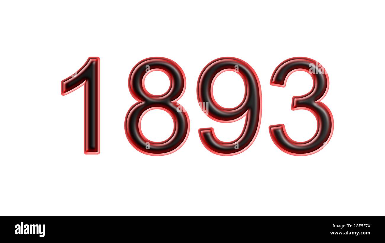 red 1893 number 3d effect white background Stock Photo - Alamy