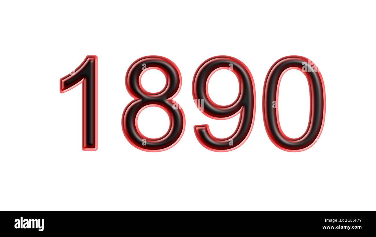 red 1890 number 3d effect white background Stock Photo - Alamy