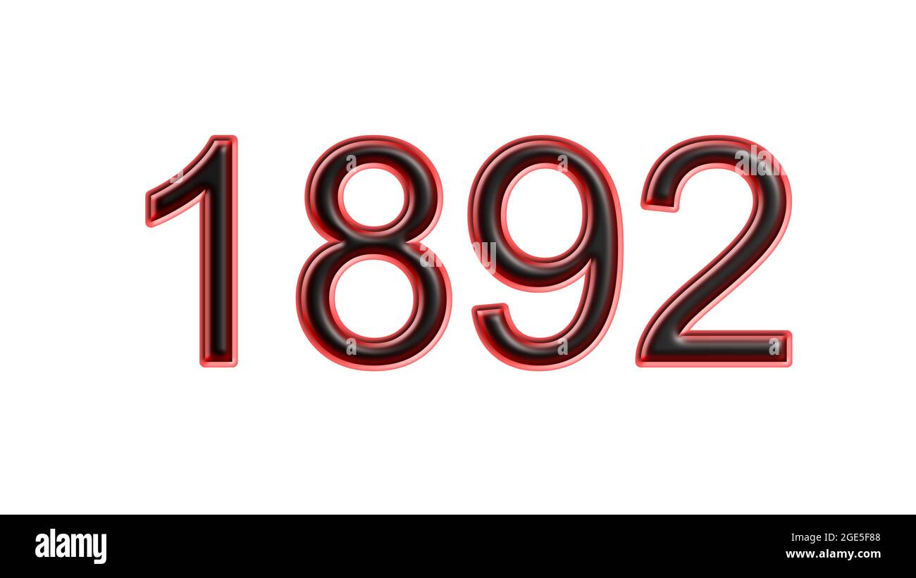red 1892 number 3d effect white background Stock Photo - Alamy
