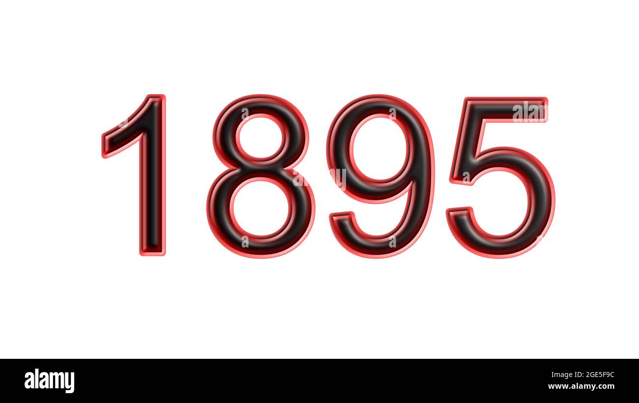 red 1895 number 3d effect white background Stock Photo - Alamy