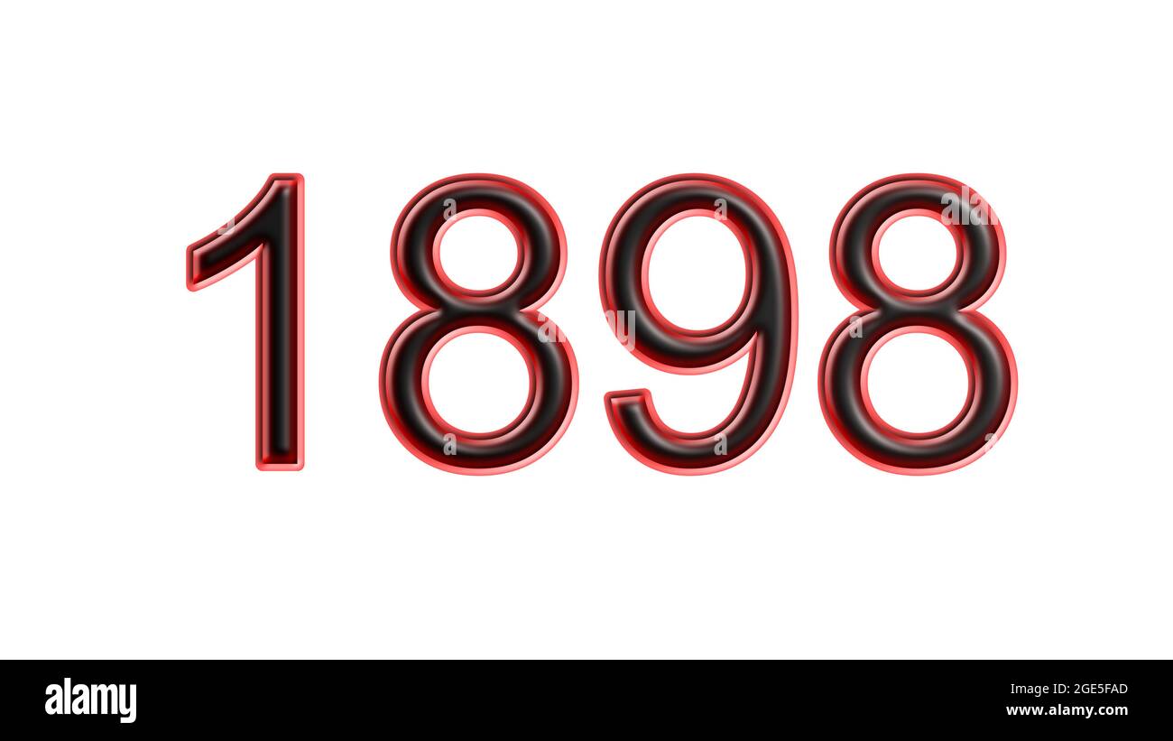 red 1898 number 3d effect white background Stock Photo - Alamy