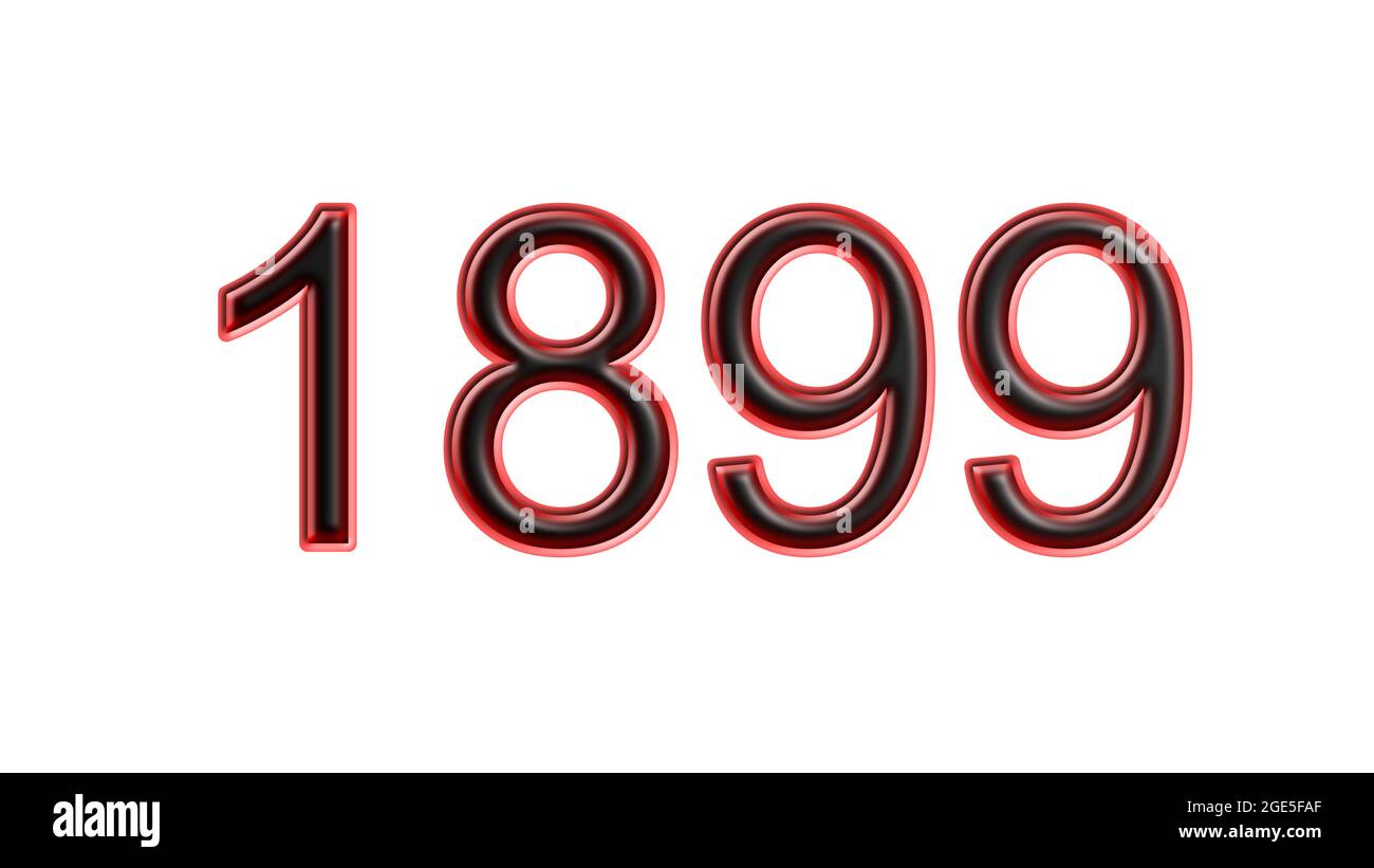 red 1899 number 3d effect white background Stock Photo - Alamy