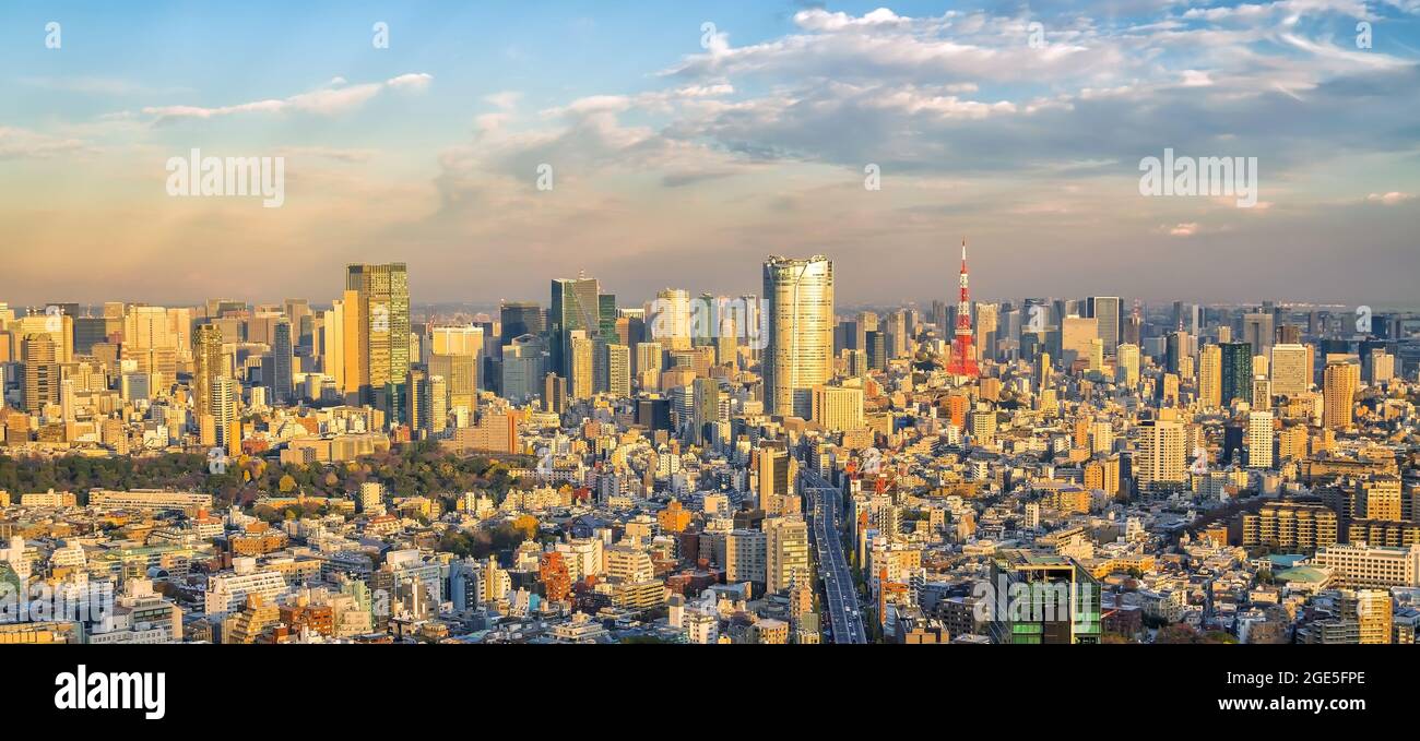 Top view of Tokyo city skyline at sunset in Japan Stock Photo - Alamy