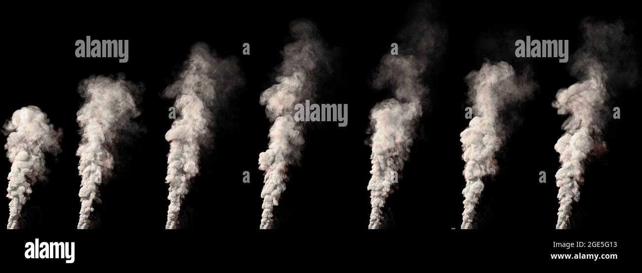 big column of smoke on black isolated. cgi industrial 3D rendering ...