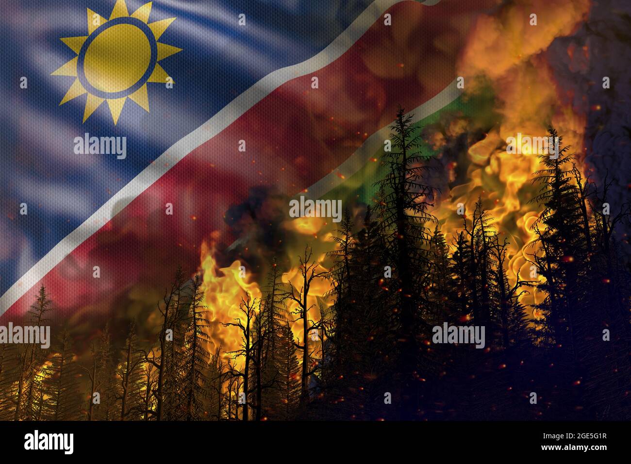 Forest fire fight concept, natural disaster - infernal fire in the ...