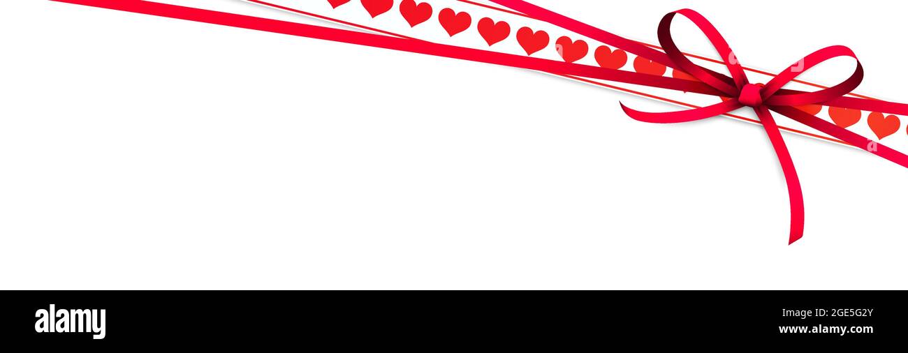 EPS 10 vector illustration of red colored ribbon bow and gift band with ...