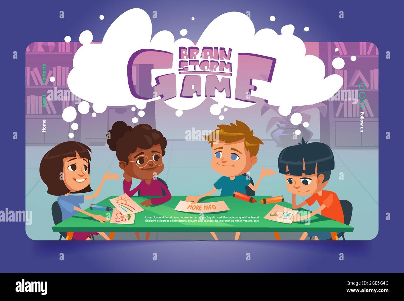 Brain storm game cartoon landing page, boardgame Stock Vector Image ...