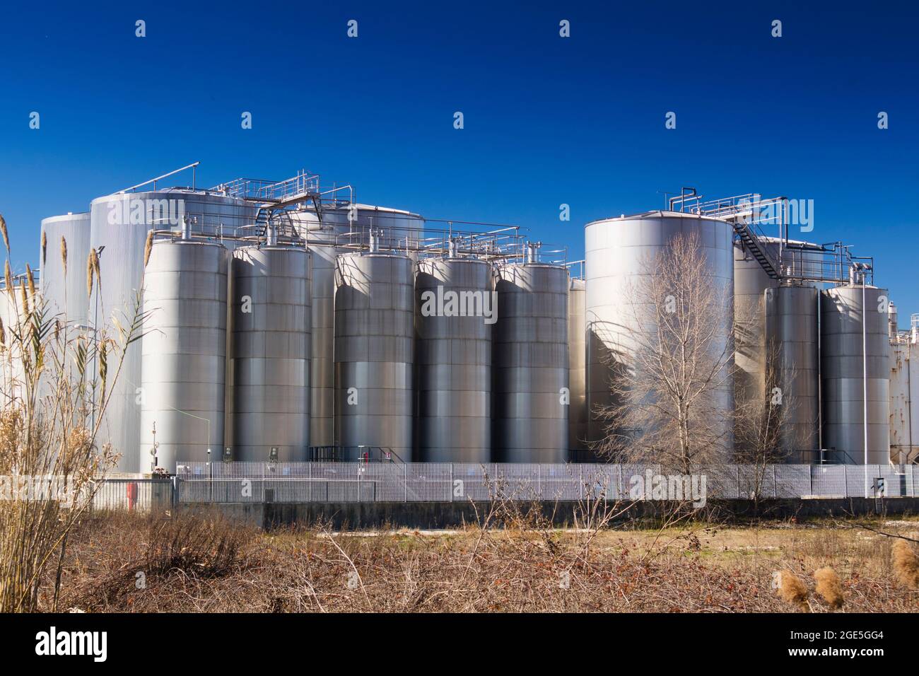 Elements of the food industry series of silos for storing raw material ...