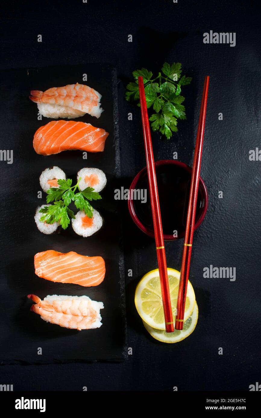 Presentation of a portion of a typical Japanese dish the Sushi Stock ...